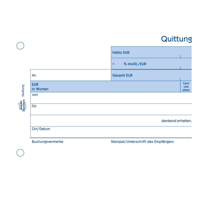 AVERY Zweckform Formularbuch "Quittung mit MwSt. Nachweis" DIN A6 que ...