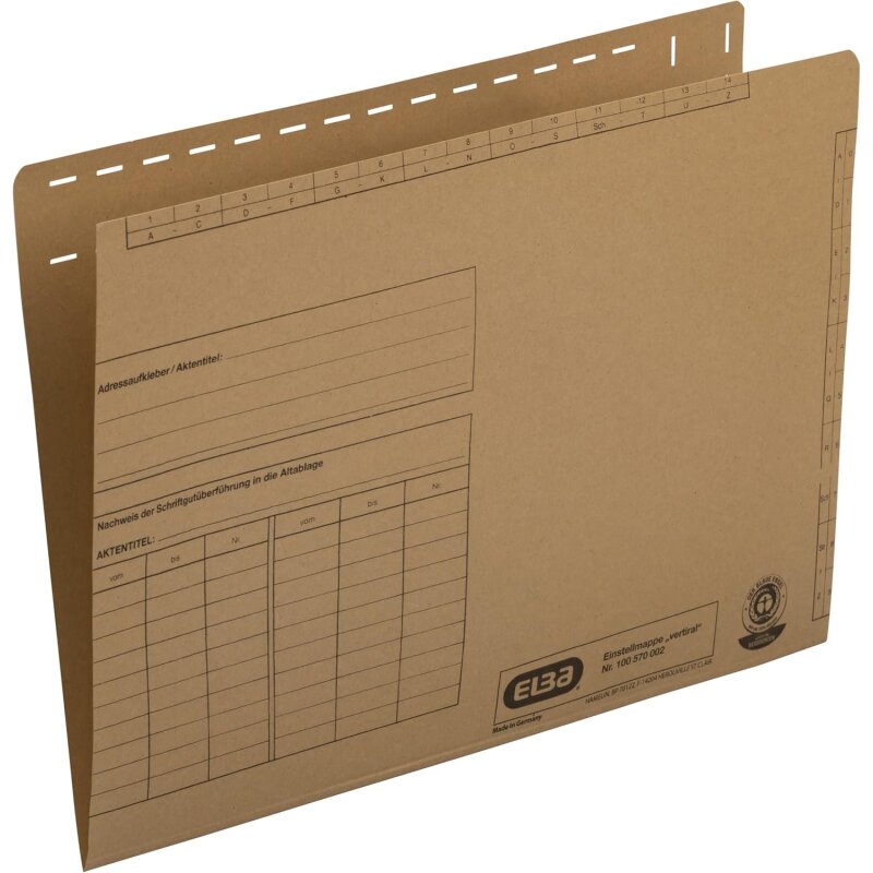 ELBA Einstellmappe mit Organisationsdruck Natronkarton 100 Mappen, 37,57