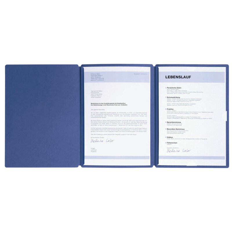 PAGNA Bewerbungsmappe "Spirit" DIN A4 aus Karton blau 3-teilig, 3,28